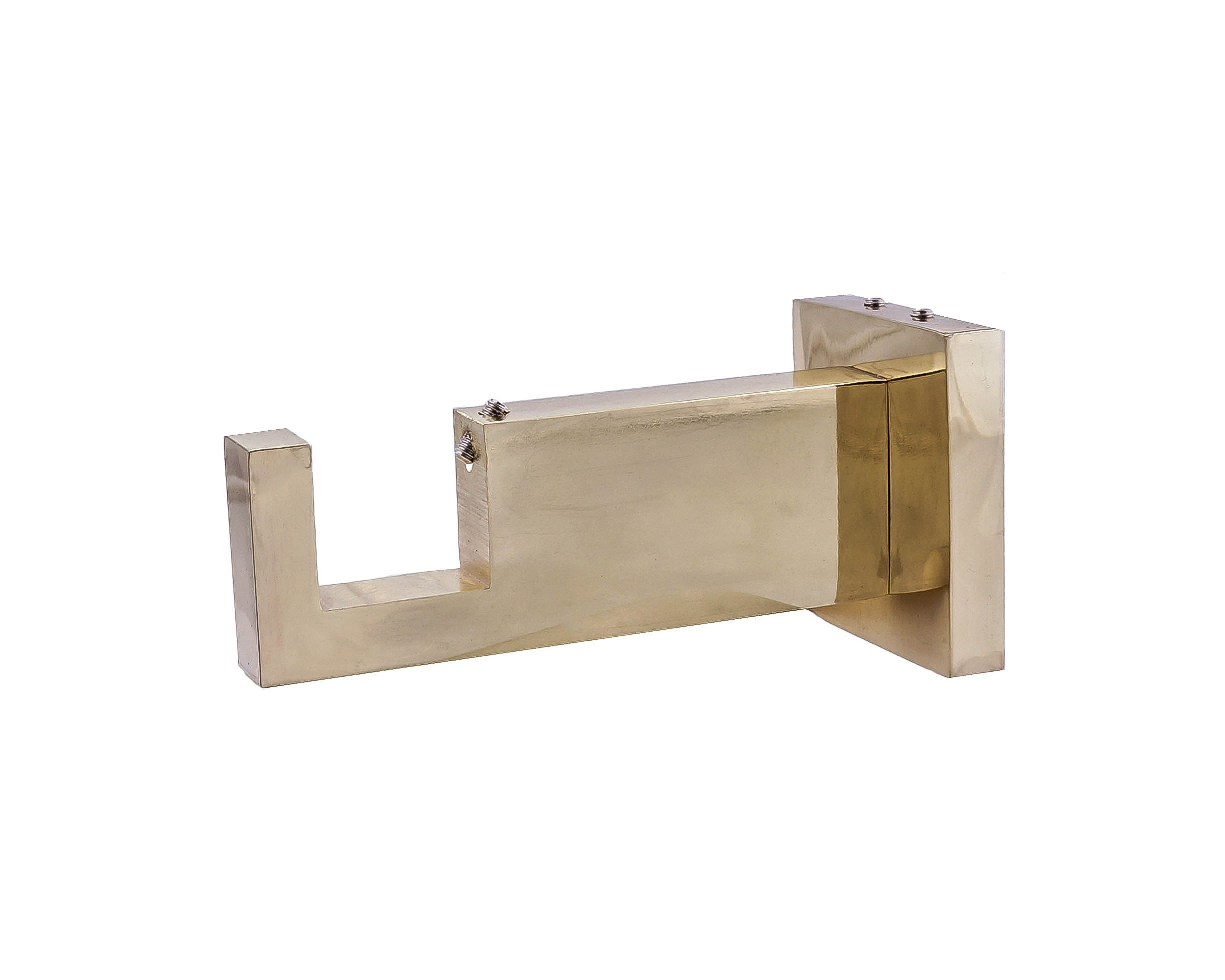 Polished Brass Rectangular Bracket for 2" x 1" Curtain Rods~Each